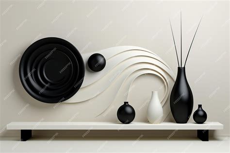 Premium Ai Image Abstract 3d Geometric Composition Black And White