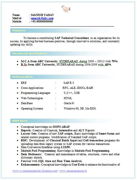Over 10000 CV And Resume Samples With Free Download CV Format For A BSC
