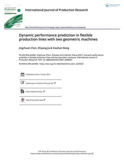 Pdf Dynamic Performance Prediction In Flexible Production Lines With Two Geometric Machines