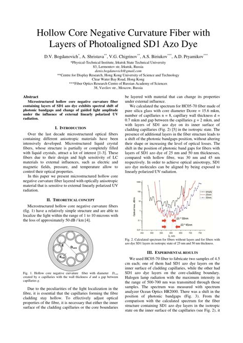 Pdf Hollow Core Negative Curvature Fiber With Layers Of Photoaligned Sd1 Azo Dye