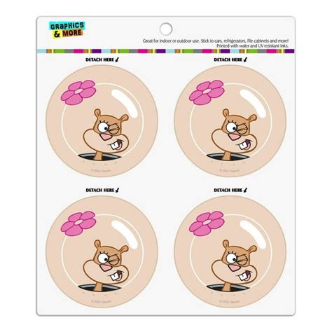 Spongebob Sandy Wink Face Refrigerator Fridge Locker Vinyl Circle Magnet Set