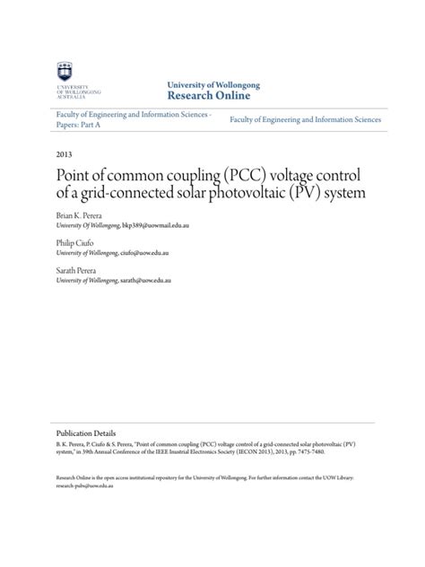 Point Of Common Coupling Pcc Voltage Control Of A Grid Connecte Pdf