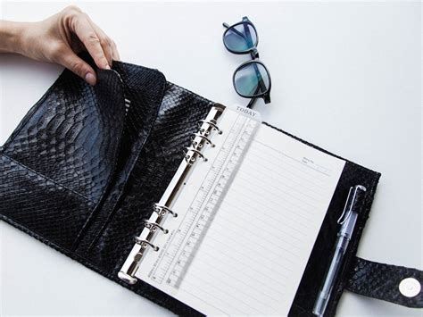 A5 Planner Binder Black Python Leather Etsy