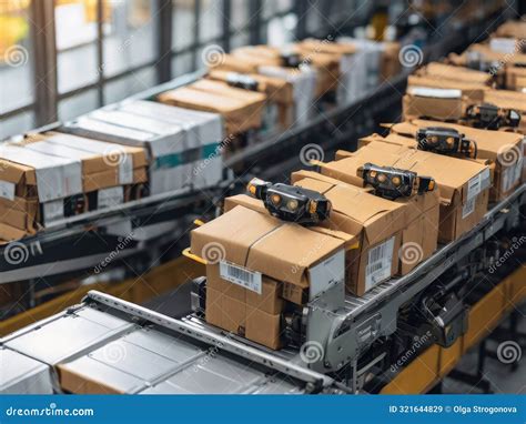 Robots Working On The Automated Conveyor Belt And Sorting Post Parcels And Letters Stock Image