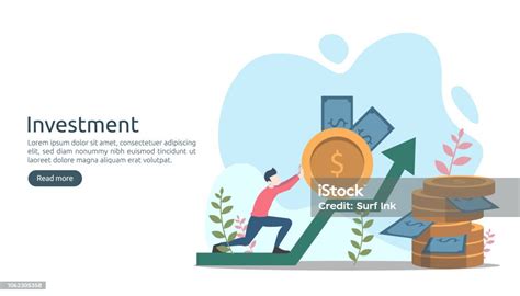 사업 투자 개념입니다 달러 동전 작은 사람 돈 개체를 더미 그래픽 차트 증가입니다 성공까지 금융 성장 상승입니다 페이지 서식 파일 벡터 일러스트 레이 션 방문 현대적인 평면