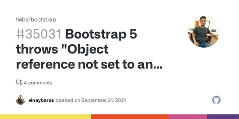 Bootstrap 5 Throws Object Reference Not Set To An Instance Of An