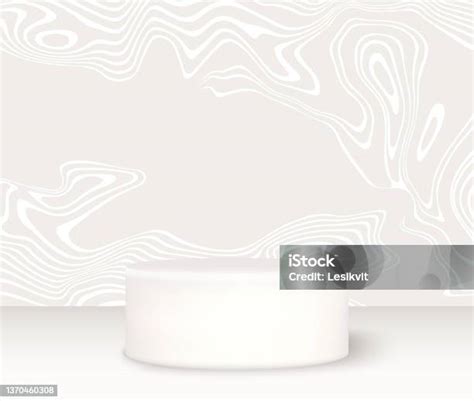 추상 3d 화이트 사실원통형 받침대 연단 유체 곡선 모양 배경 제품 프레젠테이션을 위한 최소한의 단계 기하학적 벡터 렌더링 플랫폼 3차원 형태에 대한 스톡 벡터 아트 및