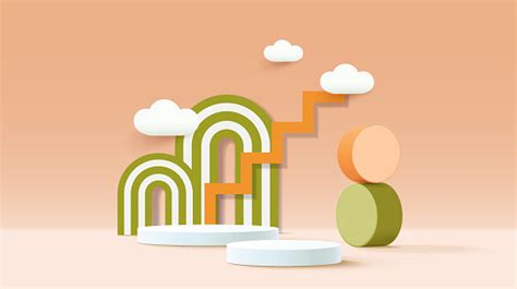 3d 창조적 인 구성으로 제품 프리젠 테이션을위한 라운드 연단 강단에 대한 스톡 벡터 아트 및 기타 이미지 강단 곡선 구름 Istock