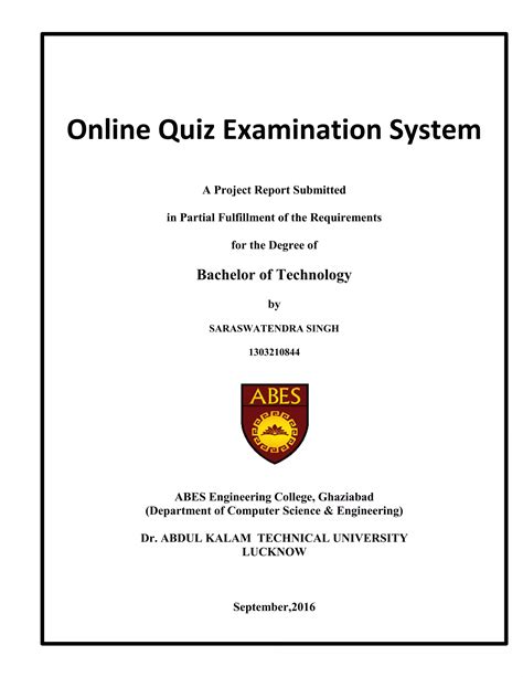 Online Examination System Project Report Pdf