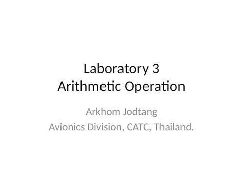 Pptx Microprocessor Laboratory 03 Arithmetic Operation Additional