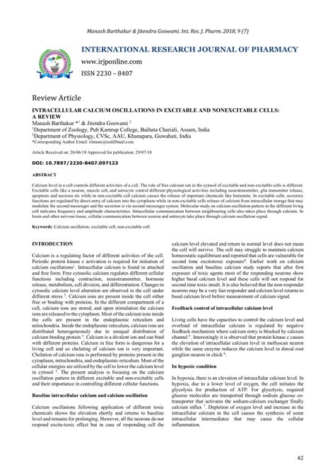 Pdf Intracellular Calcium Oscillations In Excitable And Nonexcitable Cells A Review