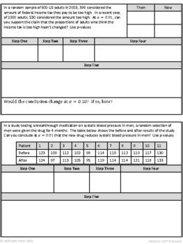 Statistics Unit Hypothesis Testing TWO Samples Review And Tests