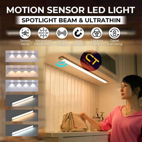 Promo Lampu Pir Sensor Gerak Otomatis Led Bar Light Lemari Dinding Cabinet Poroswonderland