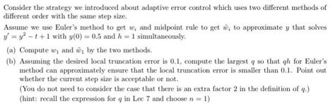 Answered Consider The Strategy We Introduced About Adaptive Error