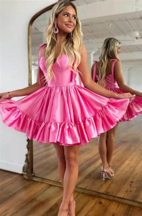 Short Pink Prom Dresses With Straps