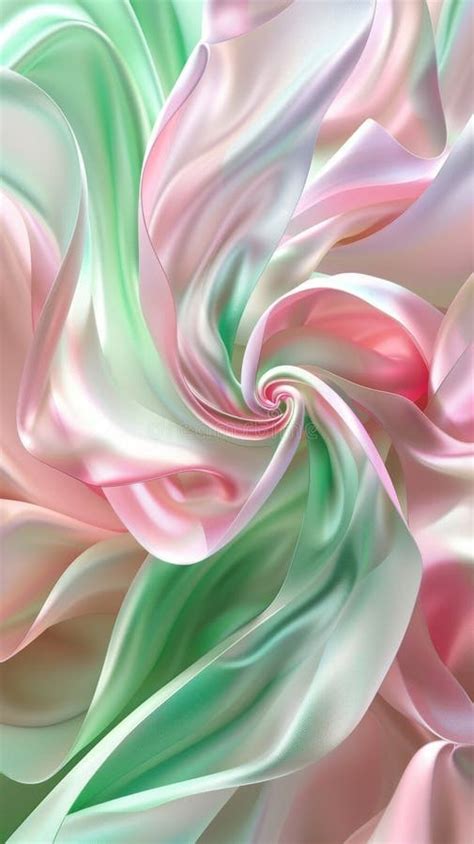 Abstract 3d Background With Soft Pastel Green And Pink Swirling Forms Stock Image Image Of