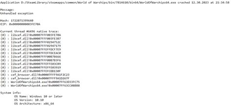 Critical Errorunhandled Exception Rworldofwarships