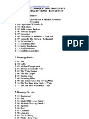 Restaurant Sop Template Classles Democracy