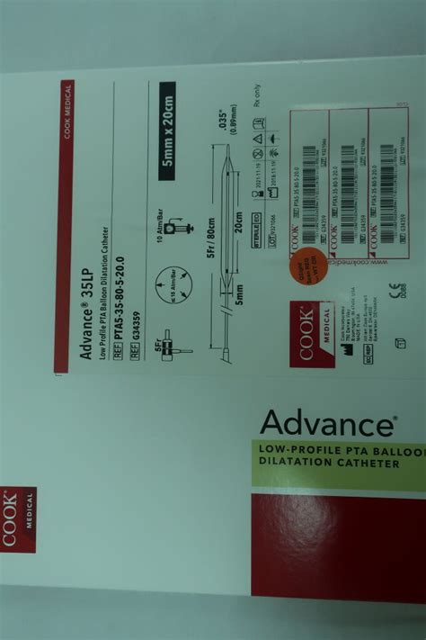 New Cook G34359 Advance 35lp Low Profile Pta Balloon Dilatation Catheter Disposables General