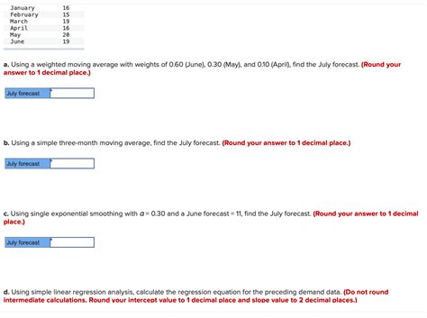 Solved A Using A Weighted Moving Average With Weights Of