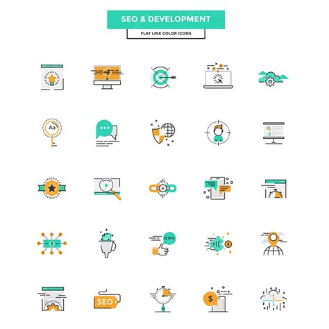 Premium Vector Flat Line Color Icons Seo And Development