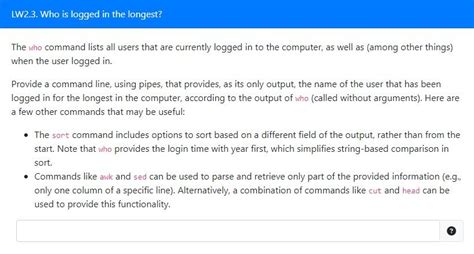 solved the who command lists all users that are currently