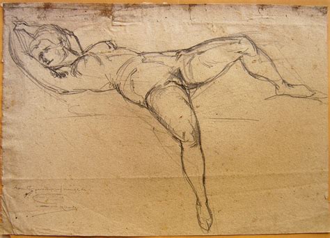 Pornographic Drawing Laying Woman Palau Antiguitats