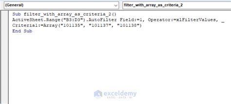 Excel Vba How To Filter With Multiple Criteria In Array 7 Ways