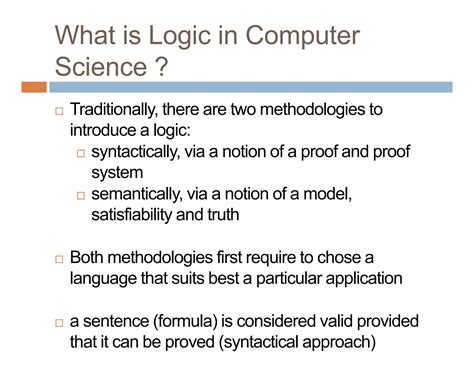 Lecture 1 3 Logics In Computer Sciencepptx
