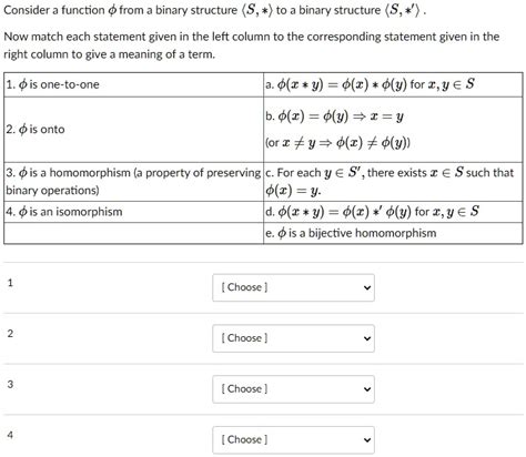 solved consider a function 0 from binary structure s to binary