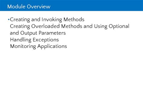 Microsoft Official Course Creating Methods Handling Exceptions And