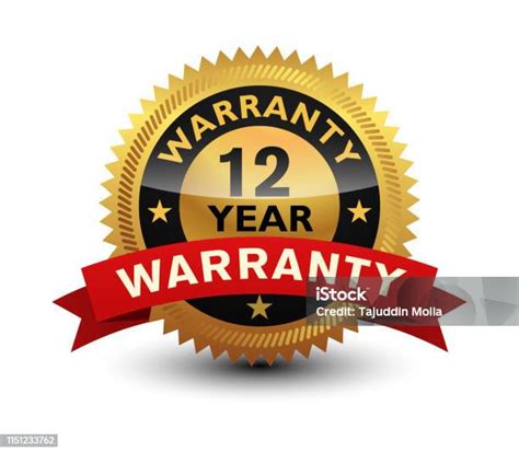 황금 광택 최고 품질 12 년 보증 배지 서명 인감 스탬프 흰색 배경에 고립 된 상단에 빨간 리본 라벨 0명에 대한 스톡 벡터 아트 및 기타 이미지 Istock