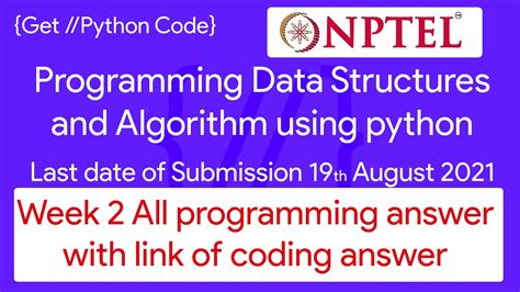 Nptel Programming Data Structures And Algorithm Using Python Week 2 Programming Ans With Code