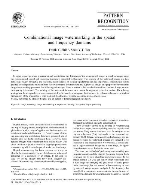 combinational image watermarking in the spatial and frequency