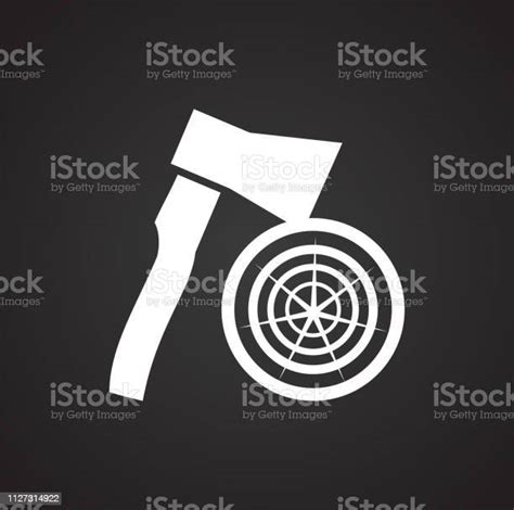 서명 목재 아이콘 검정 배경 그래픽 및 웹 디자인 현대 간단한 벡터에 도끼 인터넷 개념입니다 웹사이트 디자인 웹 버튼 또는 모바일 애플 리 케이 션에 대 한 최신 유행