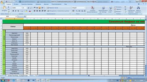 Шаблон таблицы Excel для ведения расходов
