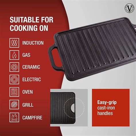 Victoria Reversible Cast Iron Rectangular Griddle Gdl 189 Hsds Online