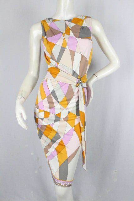 エミリオプッチ Emilio Pucci 幾何学模様 ベルトロング ドレス レディース プッチ ノースリ ワンピース ワンピ ドレス E68ワンピース｜売買されたオークション情報