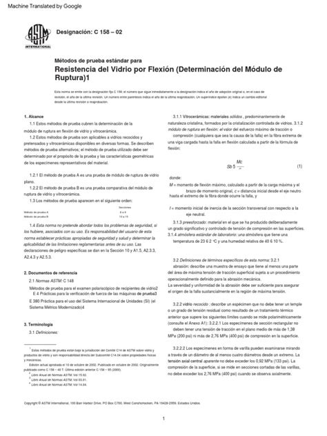 Astm C158 02 Standard Test Method For Strength Of Glass By Flexure