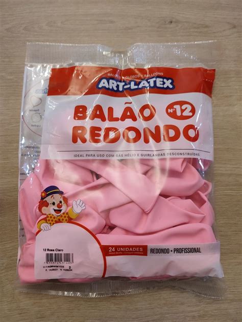 Balão Bexiga Latéx 12 Polegadas Rosa Claro 24 Unid Art Latéx
