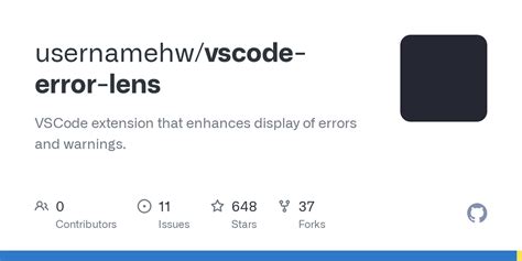 Extension Not Working · Usernamehwvscode Error Lens Wiki · Github
