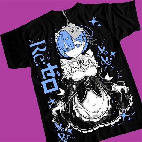 Rem Re Zero T Shirtcute Re Zero Ramsubarujapanesemanga Graphic Tee Etsy Zero Shirts