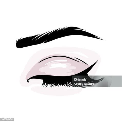 속눈썹 확장으로 눈을 감고 블랙 거짓 긴 밍크 속눈썹 눈썹 예술 속눈썹 그리기 로고 아름다움 아이콘 눈 신체 부분에 대한 스톡