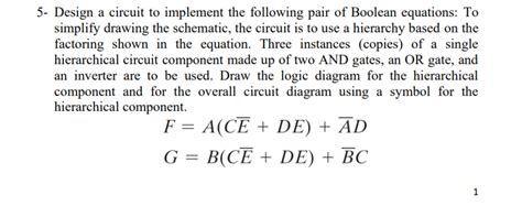 solved 5 design a circuit to implement the following pair