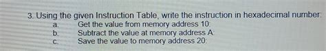 3 Using The Given Instruction Table Write The
