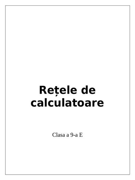 Rețelele De Calculatoare Pdf