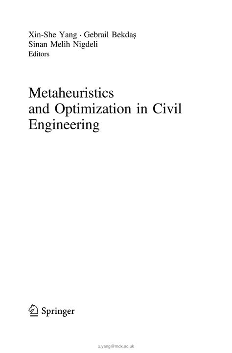 Pdf Metaheuristics And Optimization In Civil Engineering