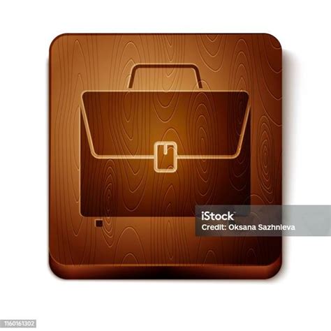 흰색 배경에 격리 된 갈색 서류 가방 아이콘입니다 비즈니스 사례 기호입니다 비즈니스 포트폴리오 나무 사각형 버튼입니다 벡터 일러스트레이션 0명에 대한 스톡 벡터 아트 및