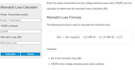Mismatch Loss Calculator Calculator Academy