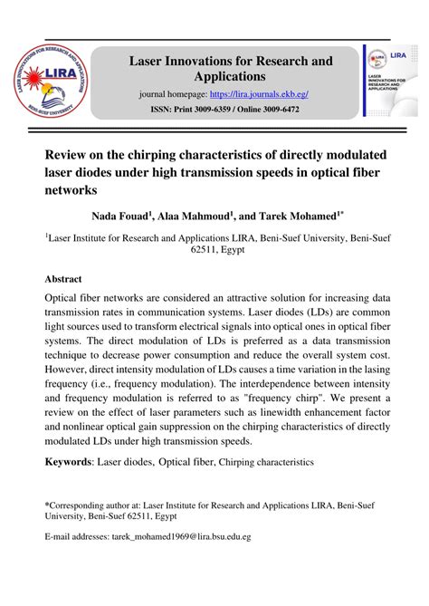 Pdf Review On The Chirping Characteristics Of Directly Modulated